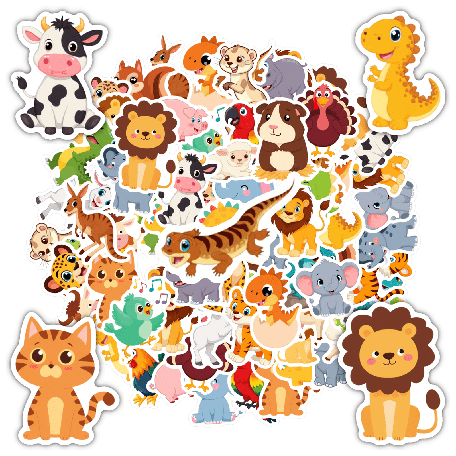 35pcs-50pcs Adorable Animal Stickers Cartoon Kids Stickers PVC DIY ...