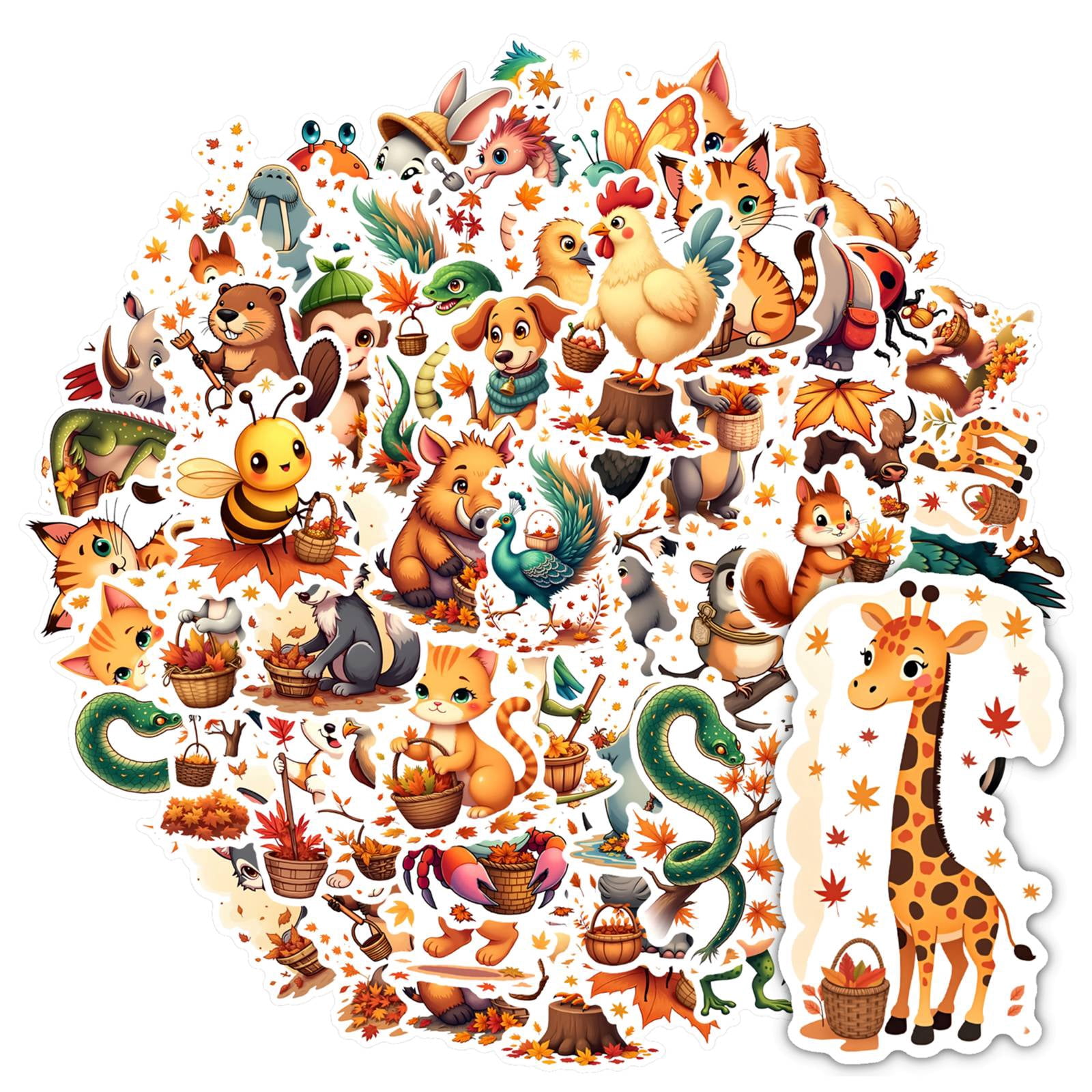 35pcs-50pcs Adorable Animal Stickers Cartoon Kids Stickers Waterproof ...