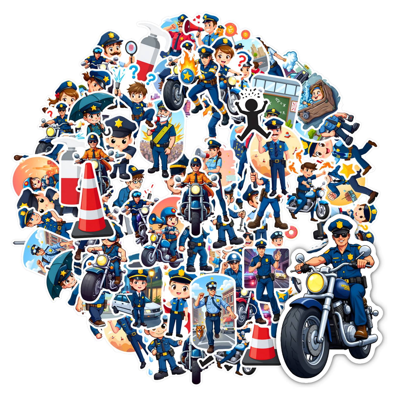 35pcs-50pcs Adorable Police Stationery Stickers Occupational PVC ...