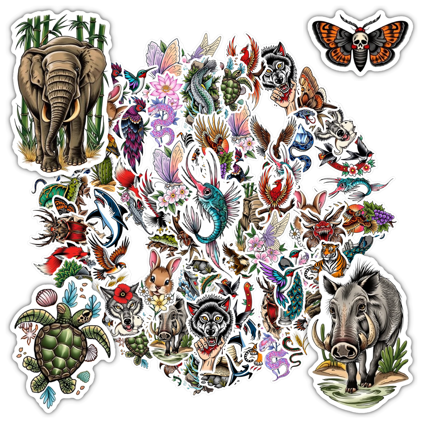 35pcs-50pcs Animal Stickers Exotic Stickers Fantasy Animal Decals for ...