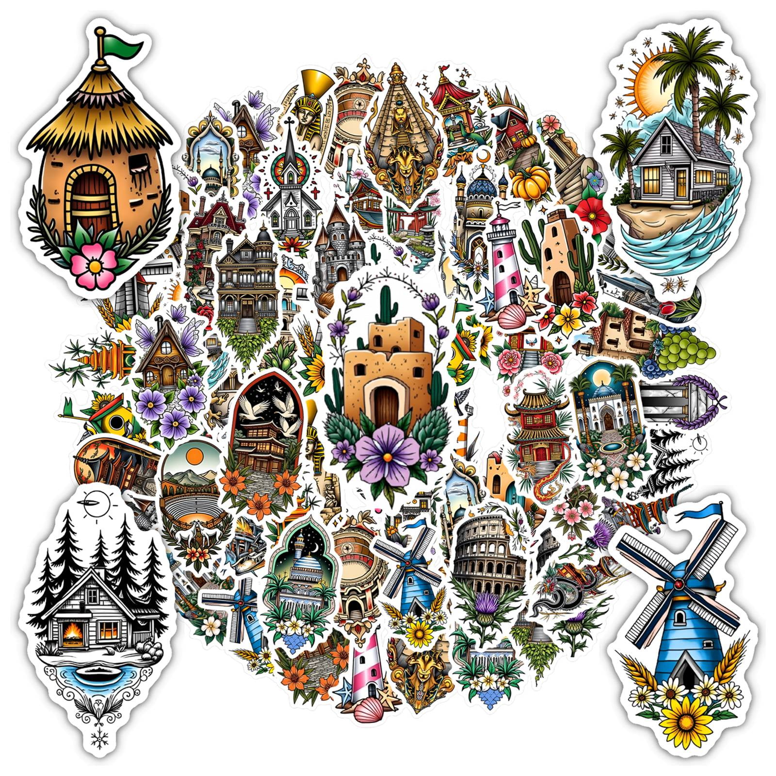 35pcs-50pcs Architectural Stickers World Landmarks Waterproof Graffiti ...