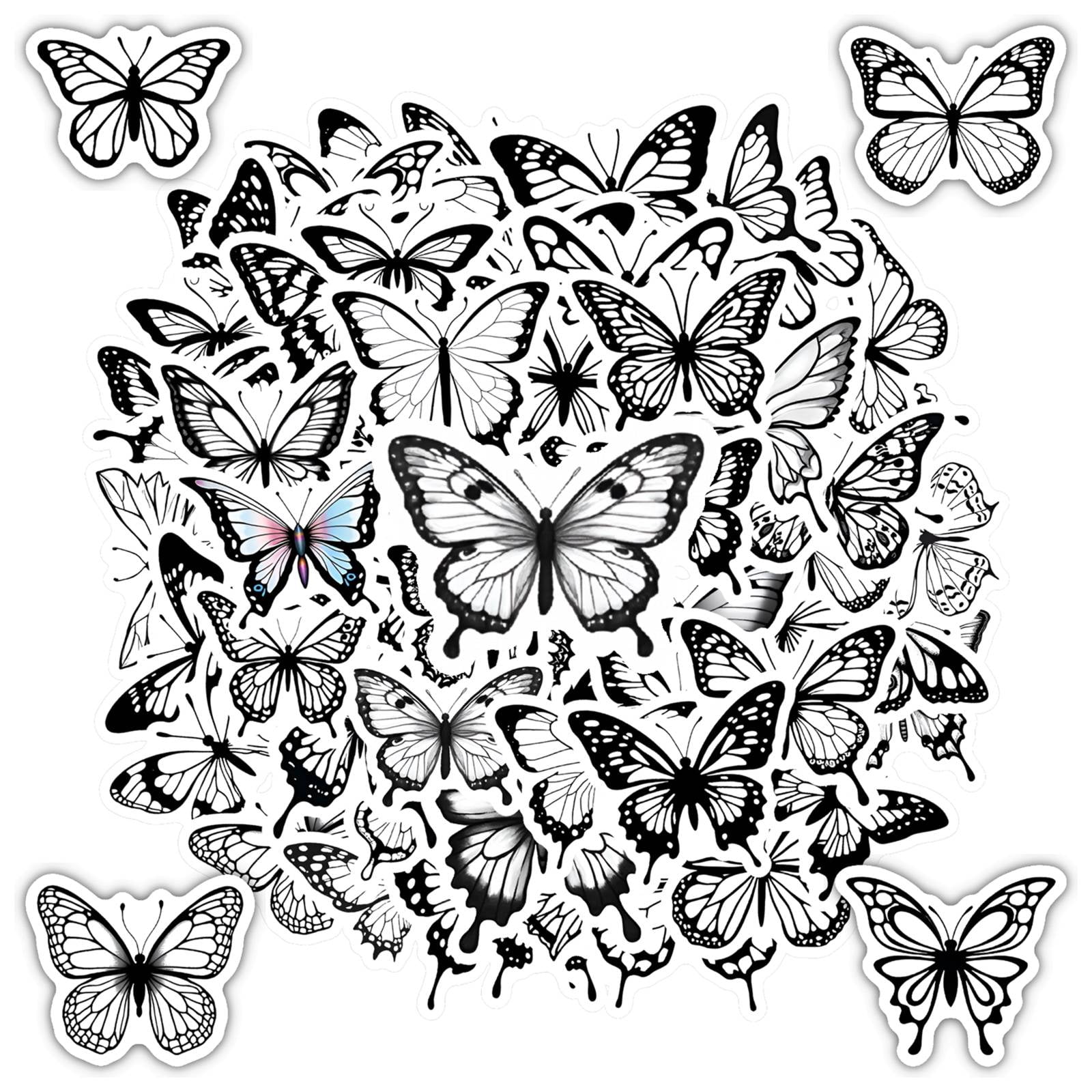 35pcs-50pcs Black Butterfly Stickers Elegant Stationery Stickers Wings ...