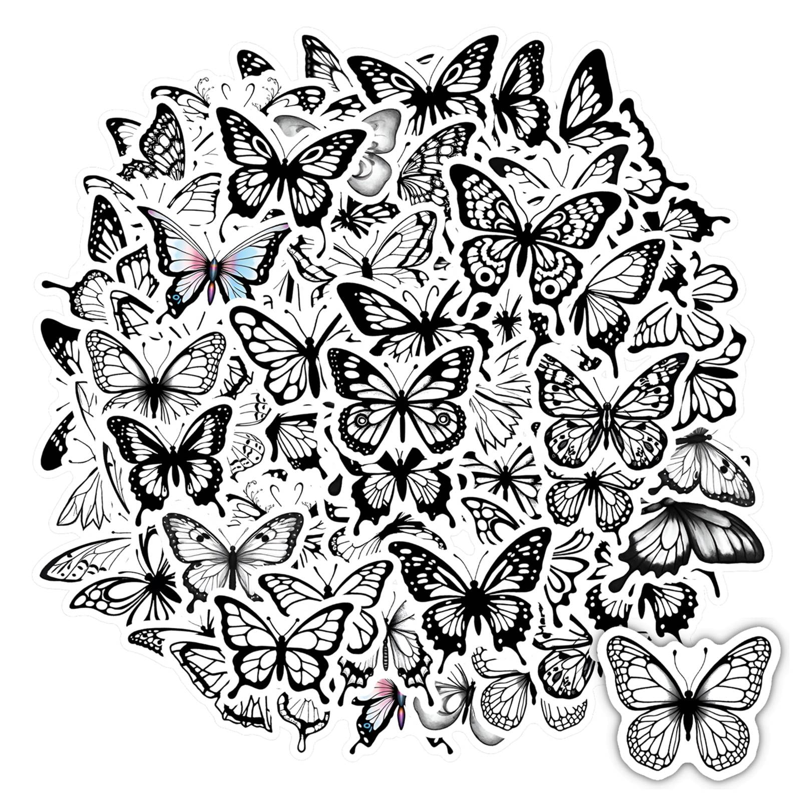 35pcs-50pcs Black Butterfly Stickers Elegant Stationery Stickers Wings ...