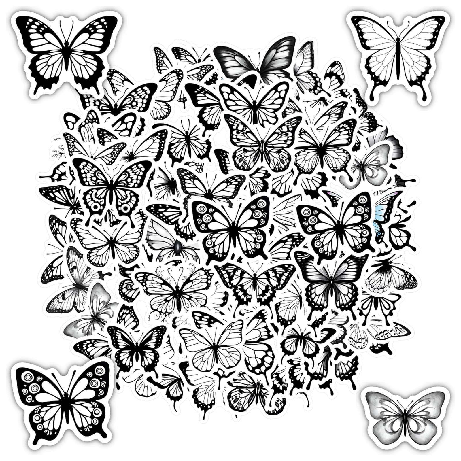 35pcs-50pcs Black Butterfly Stickers Elegant Stationery Stickers Wings ...