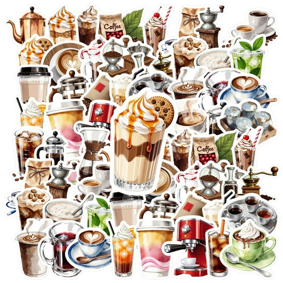 35pcs-50pcs Cafe Stickers Stationery Latte Stickers Teacher Reward ...