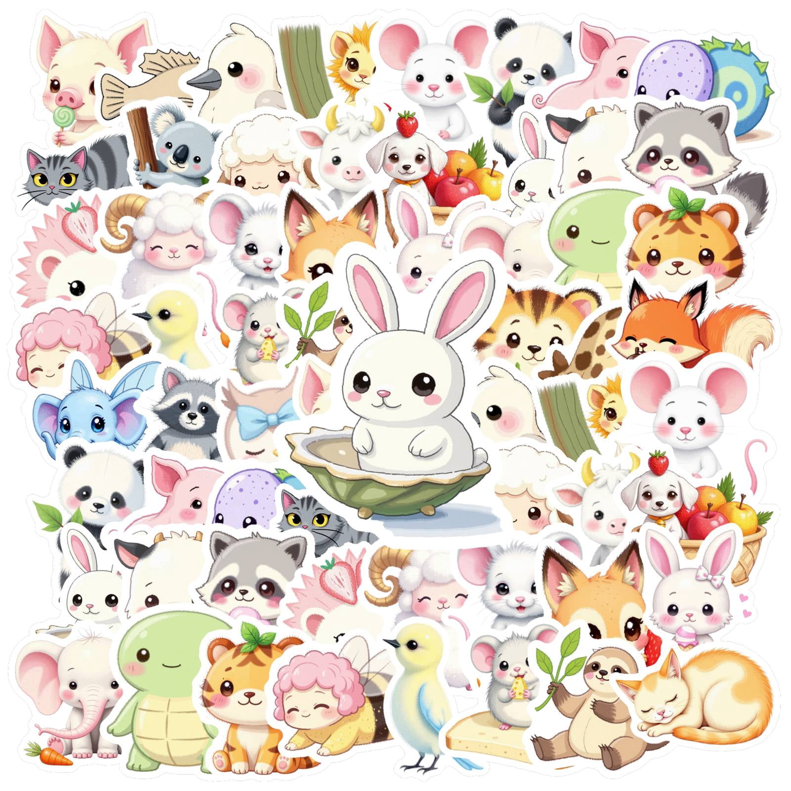 35pcs-50pcs Cartoon Animal Stickers Cute Animal Stickers Funny PVC ...