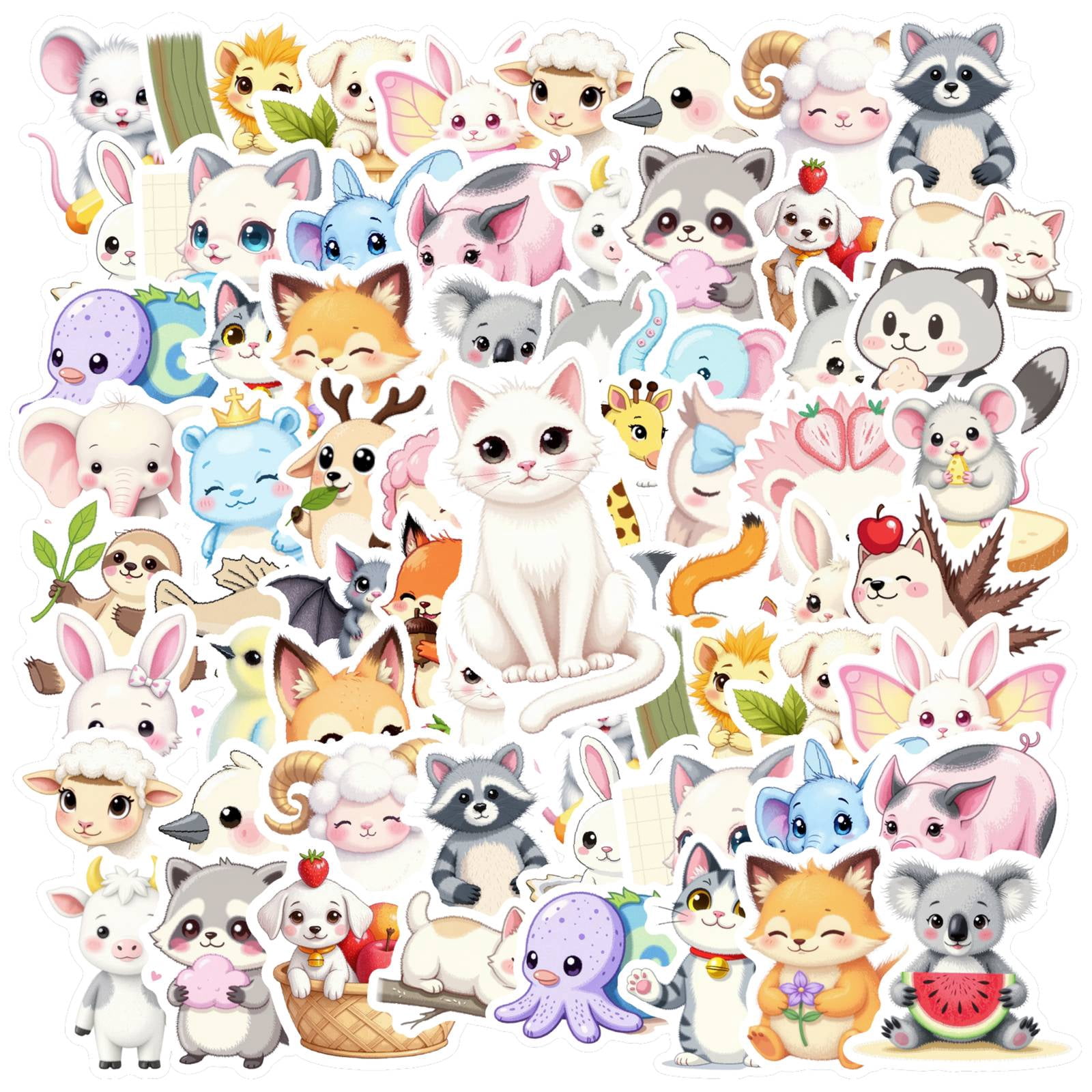 35pcs-50pcs Cartoon Animal Stickers Cute Animal Stickers Funny PVC ...