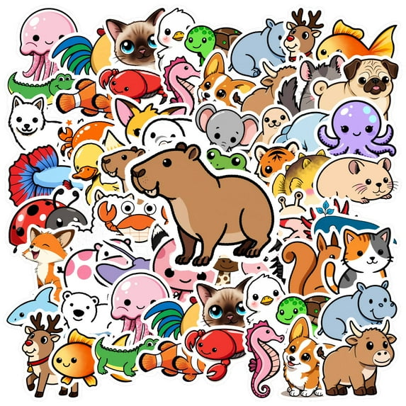 35pcs-50pcs Cartoon Animal Stickers Cute Kids Stickers Funny Graffiti ...