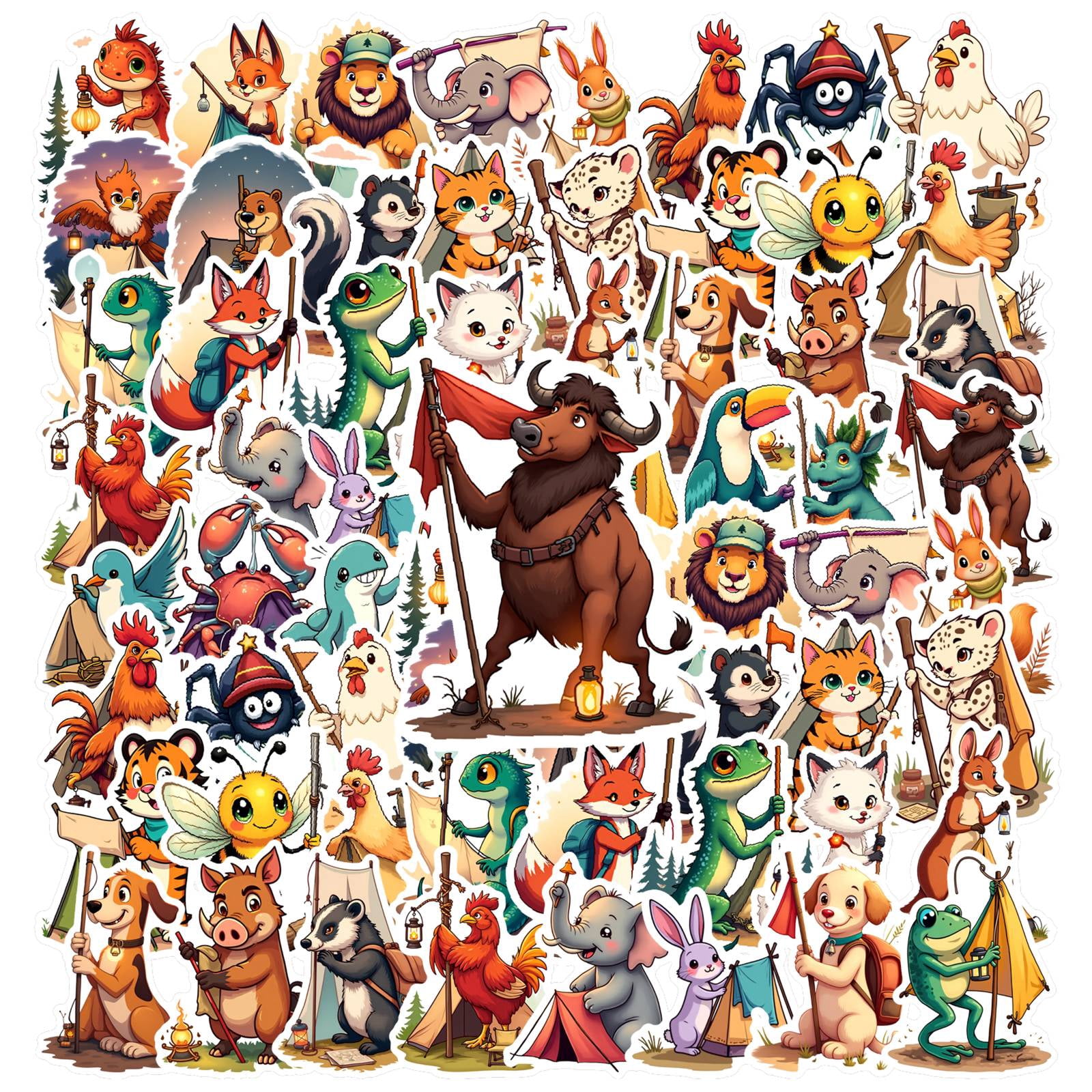 35pcs-50pcs Cartoon Kids Stickers Animal Stationery Waterproof Funny ...