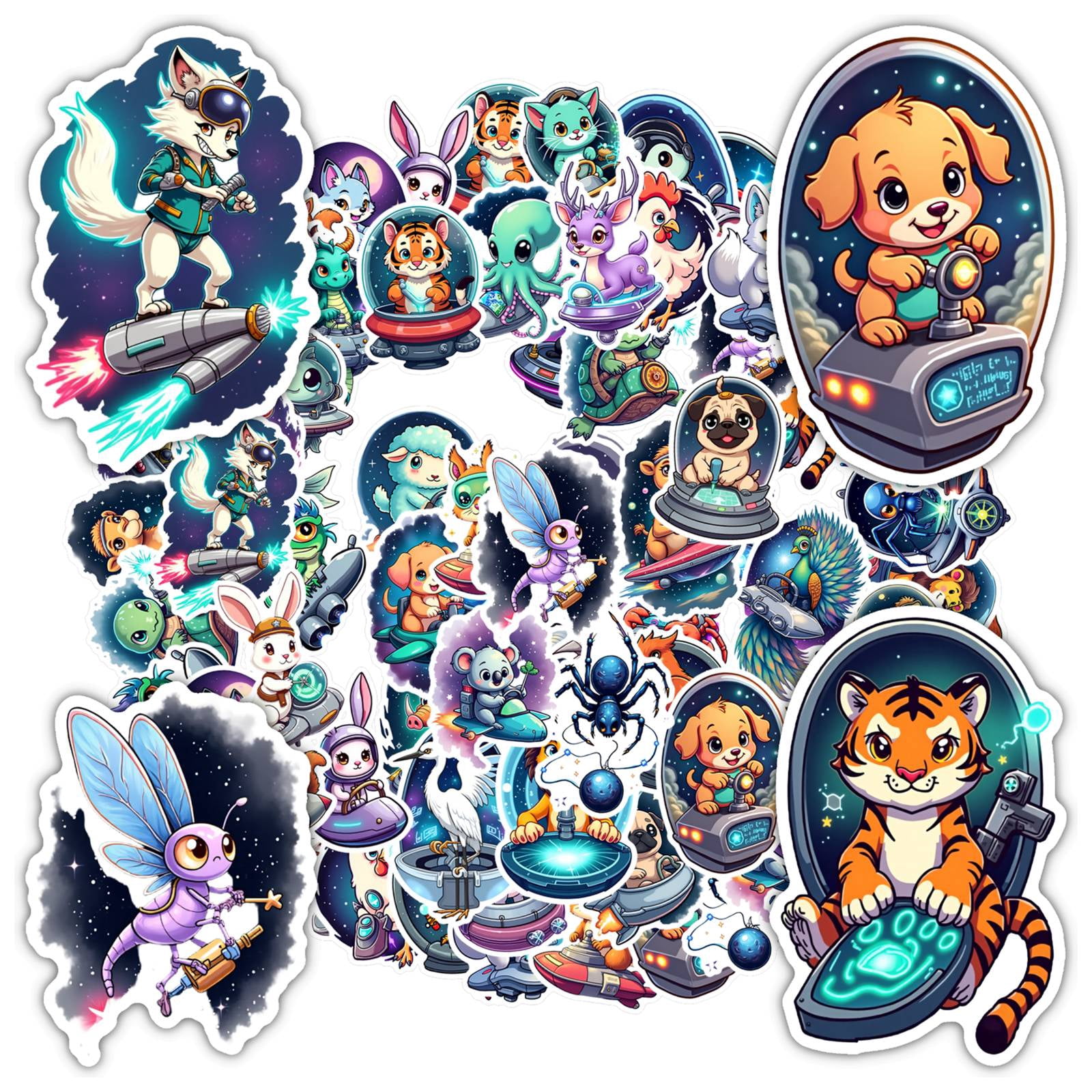35pcs-50pcs Cartoon Stickers Animal Decals Funny Stickers Space Sticker ...