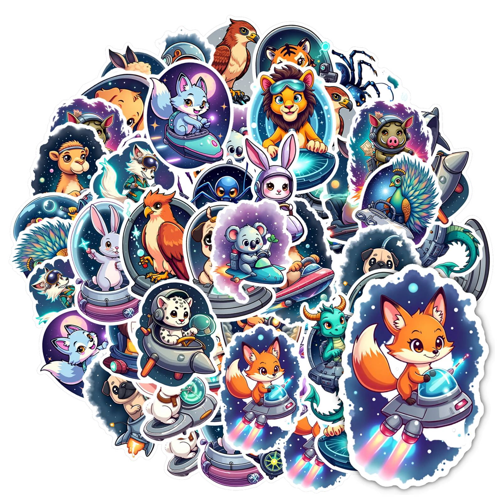 35pcs-50pcs Cartoon Stickers Animal Decals Funny Stickers Space Sticker ...