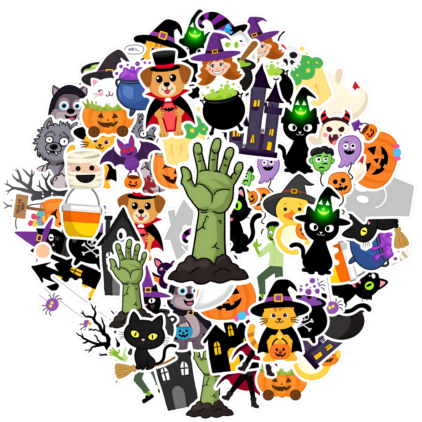 35pcs-50pcs Cartoon Stickers Halloween Stickers Witch Stickers Ghost ...