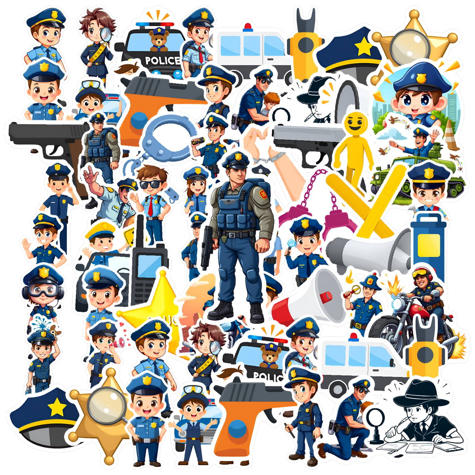 35pcs-50pcs Cartoon Stickers Police Stationery Stickers Reward Stickers ...
