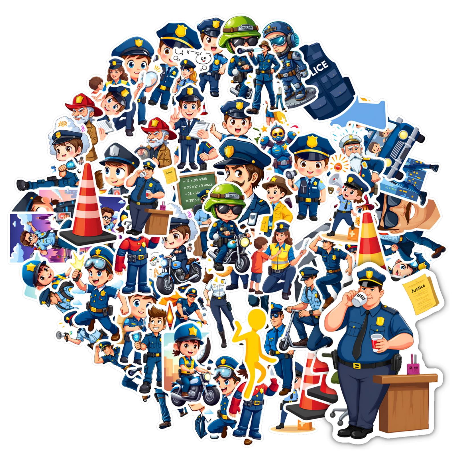 35pcs-50pcs Cartoon Stickers Police Stickers Funny Kids Stickers ...