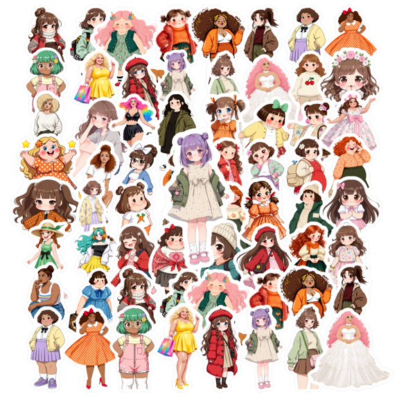 35pcs-50pcs Charming Fashion Stickers Cute Character Stickers Decals ...