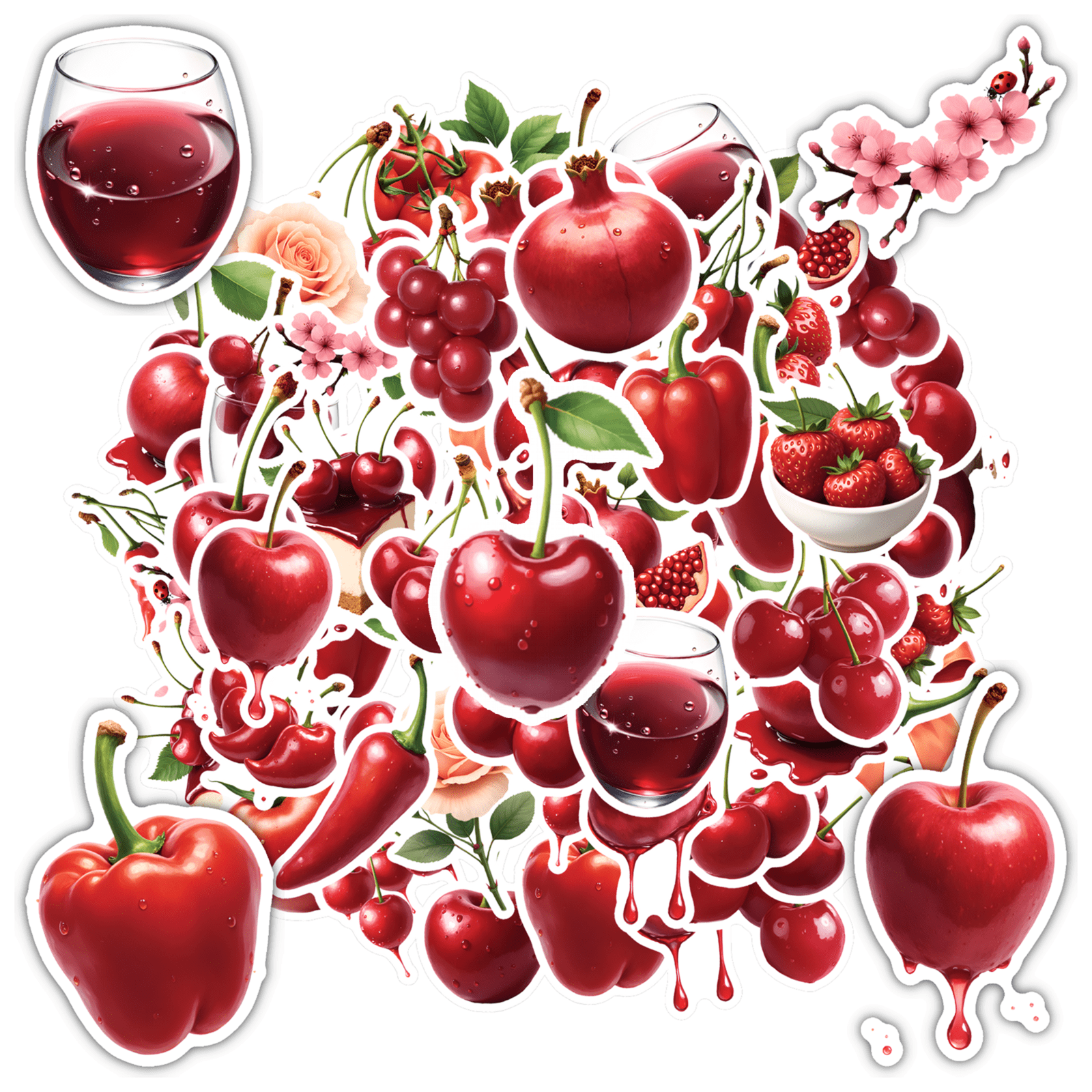 35pcs-50pcs Charming Fruits Stickers Nature Vegetables Stickers Cute ...