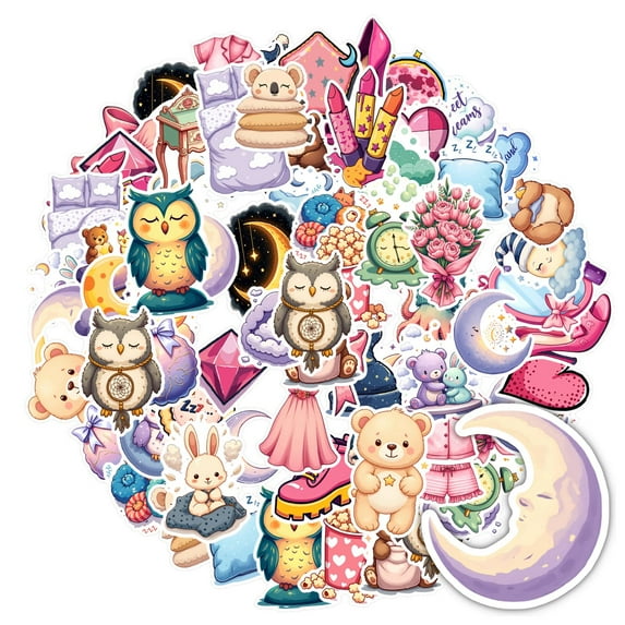 35pcs-50pcs Charming Kids Stickers PVC Sleep Stickers Animal Stationery ...