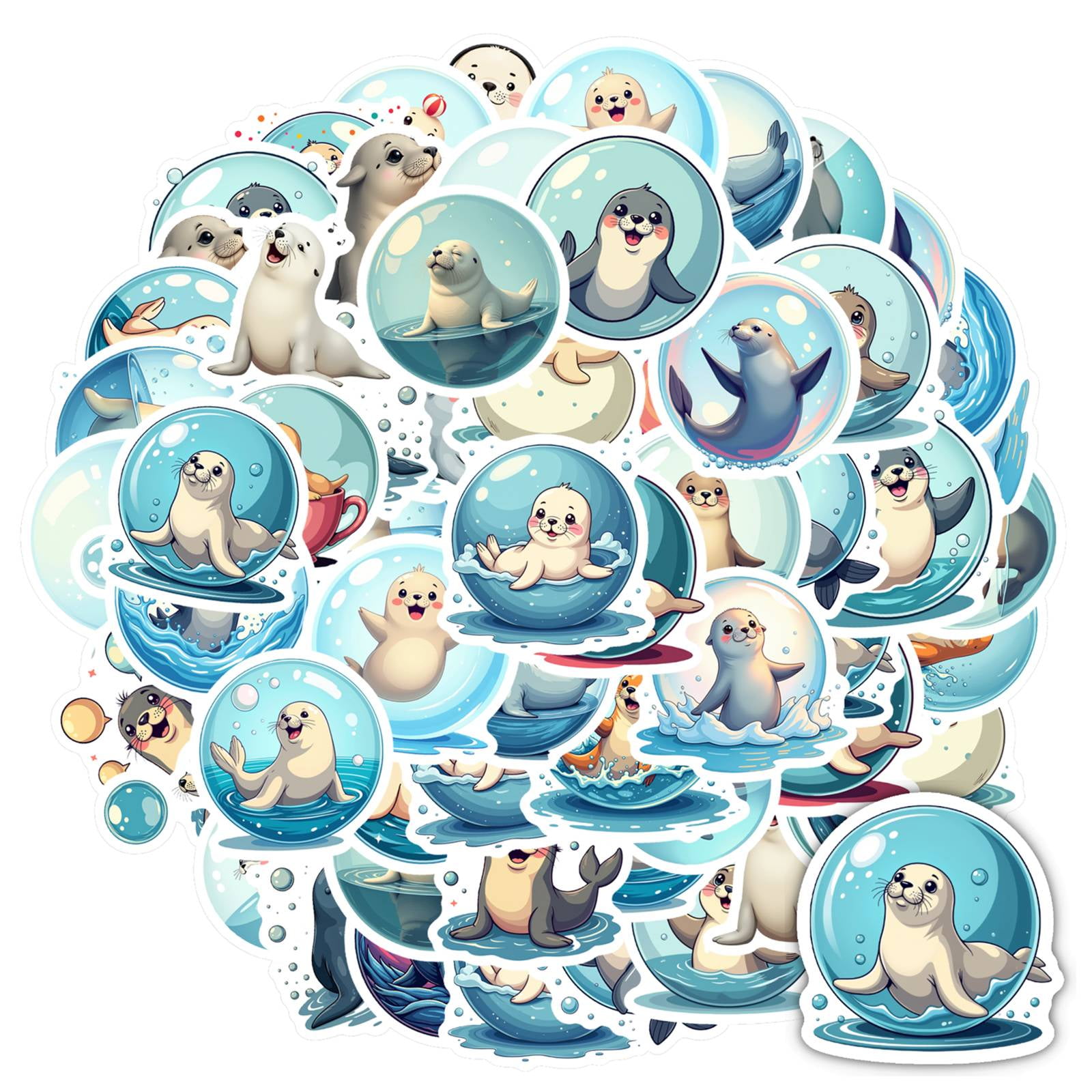35pcs-50pcs Charming Seal Stickers Cartoon Kids Stickers Sea Animal ...