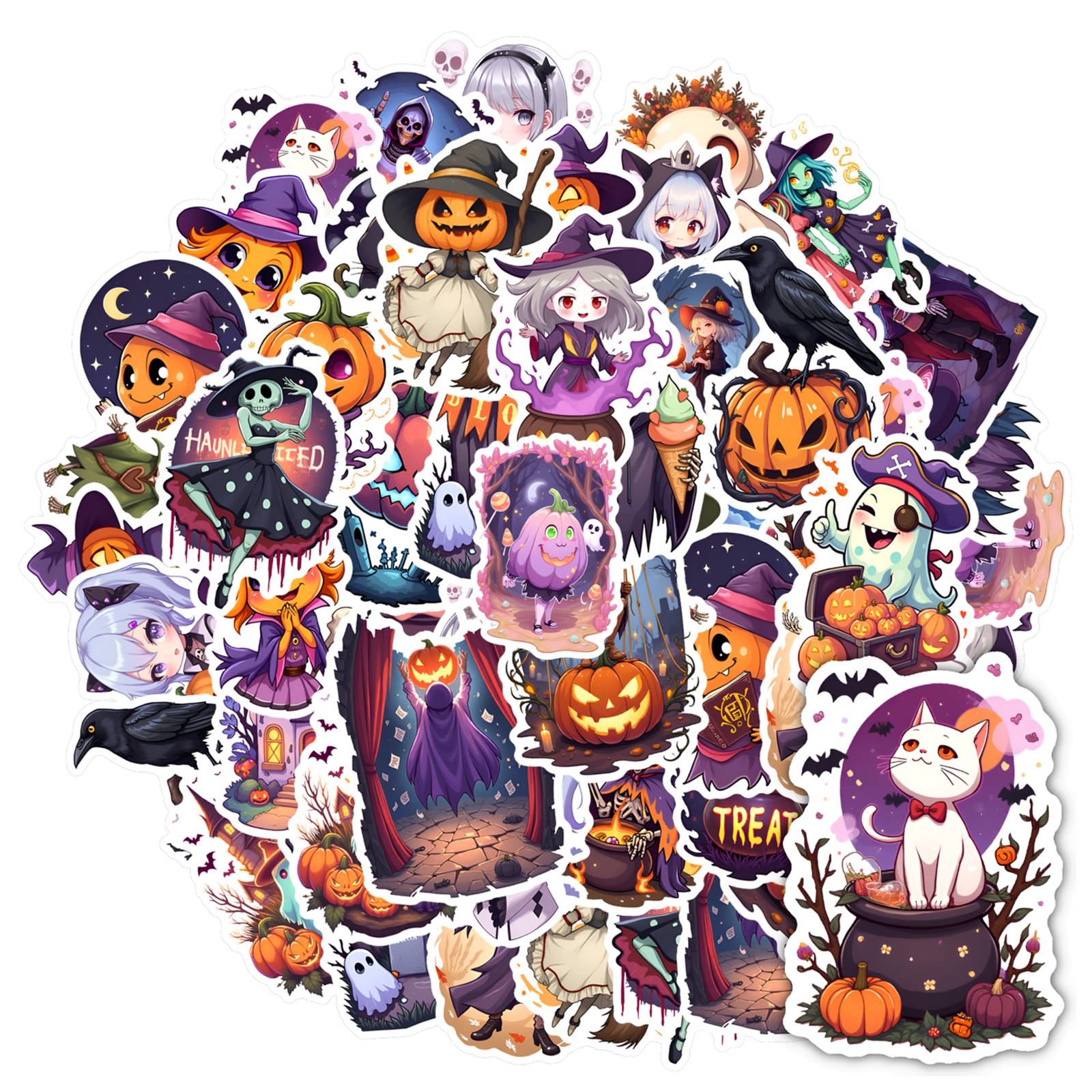 35pcs-50pcs Charming Stationery Stickers Funny Witch Stickers Halloween ...