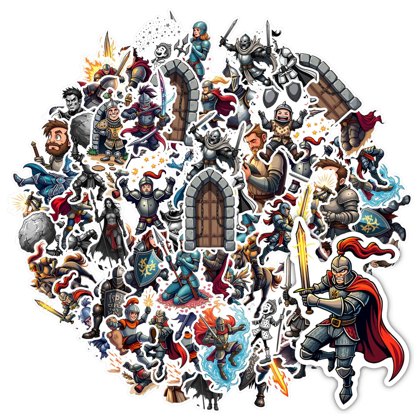 35pcs-50pcs Chivalrous Stationery Stickers Medieval Animal Stickers ...