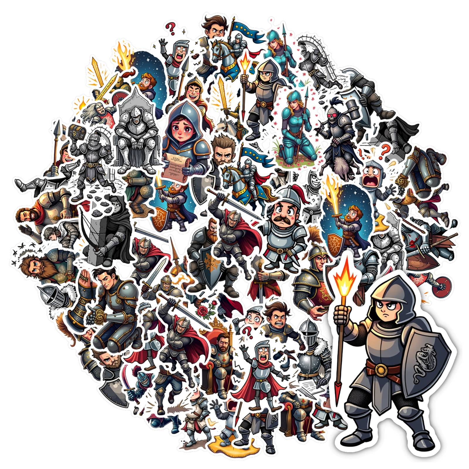 35pcs-50pcs Chivalrous Stickers Medieval Knight Stickers Fantasy ...