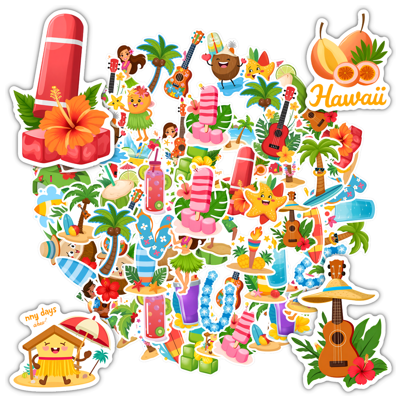 35pcs-50pcs Coconut Stickers Stationery Stickers Palm Tree Teacher ...