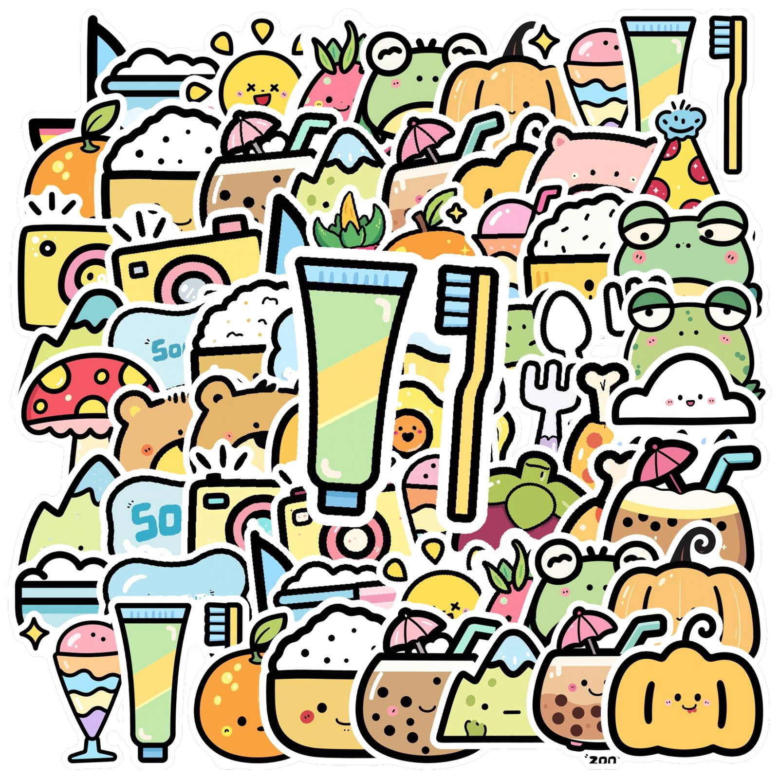 35pcs-50pcs Colorful Animal Stickers Cute Cartoon Food Stickers ...
