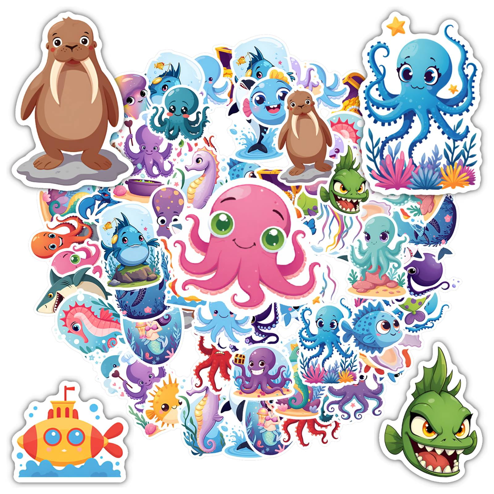 35pcs-50pcs Colorful Animal Stickers Marine Life Stickers Cute Sea ...