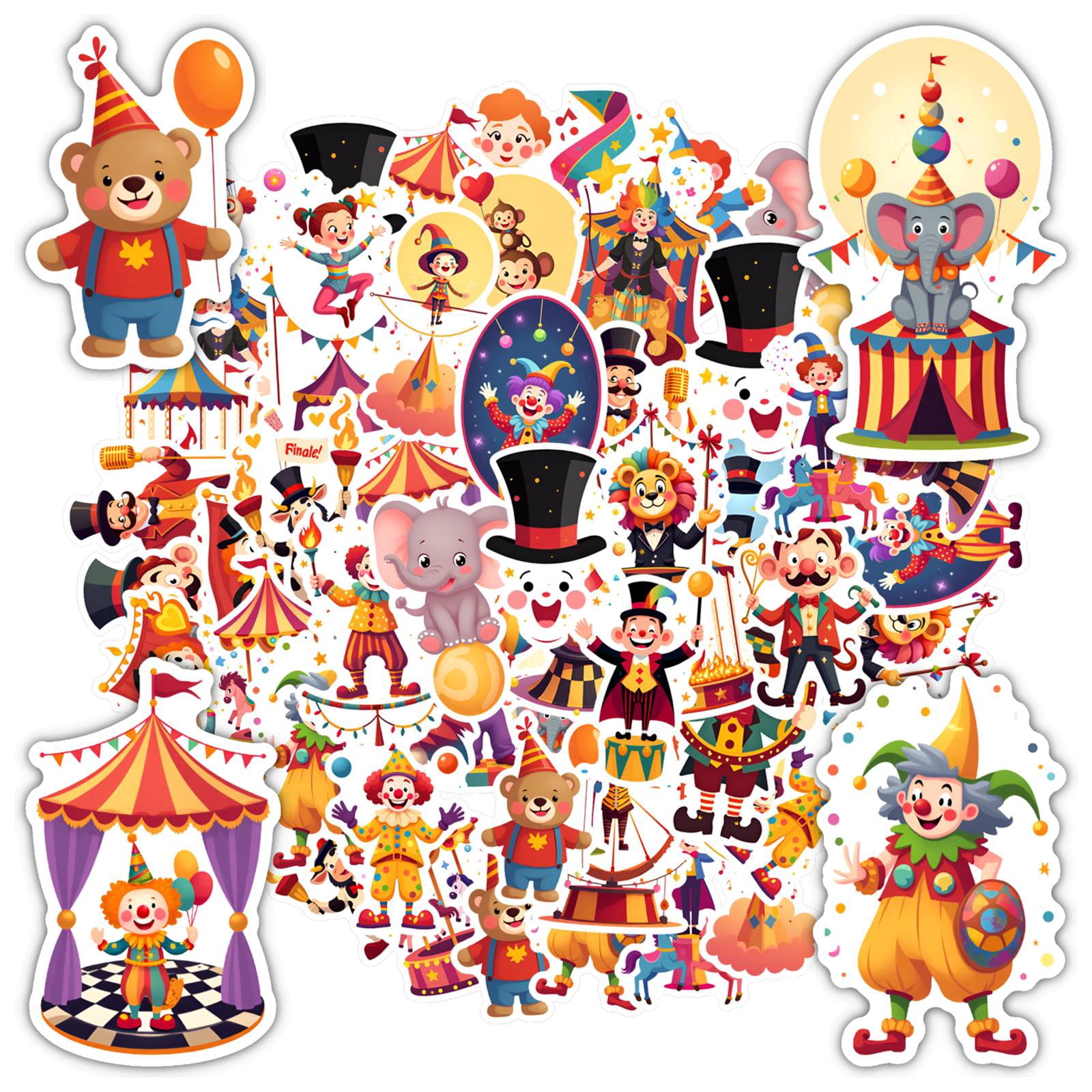 35pcs-50pcs Colorful Circus Stickers Animal Elephant Stickers Funny ...