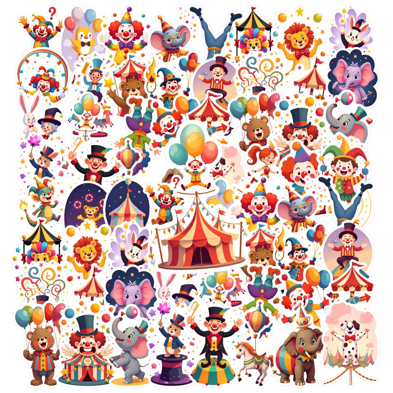 35pcs-50pcs Colorful Clown Stickers Cute Animal Stickers Cartoon ...