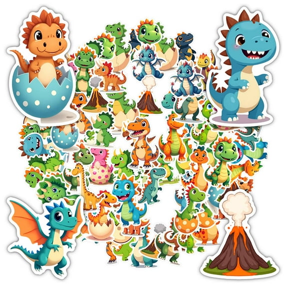 35pcs-50pcs Colorful Dinosaur Stickers Cartoon Kids Stickers Stationery ...