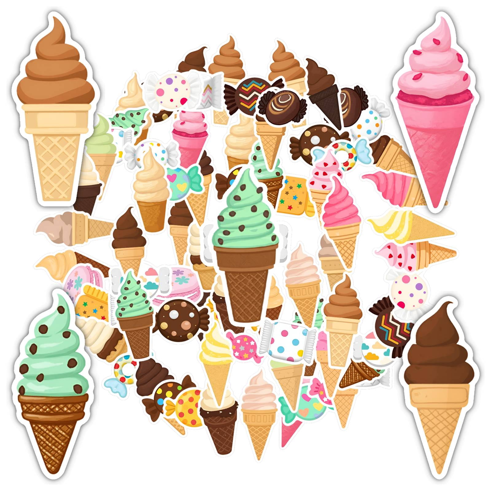 35pcs-50pcs Colorful Kids Stickers Lovely Candy Stickers Ice Cream ...