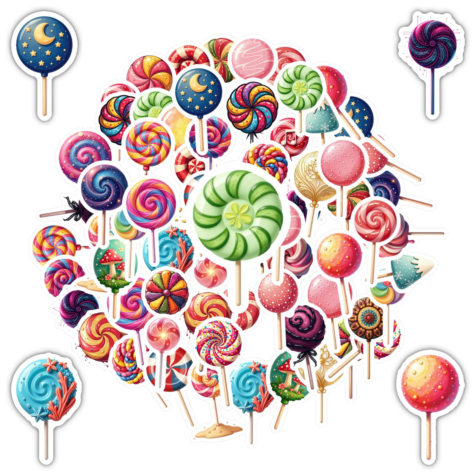 35pcs-50pcs Colorful Lollipop Stationery Stickers Sweet Kids Stickers ...