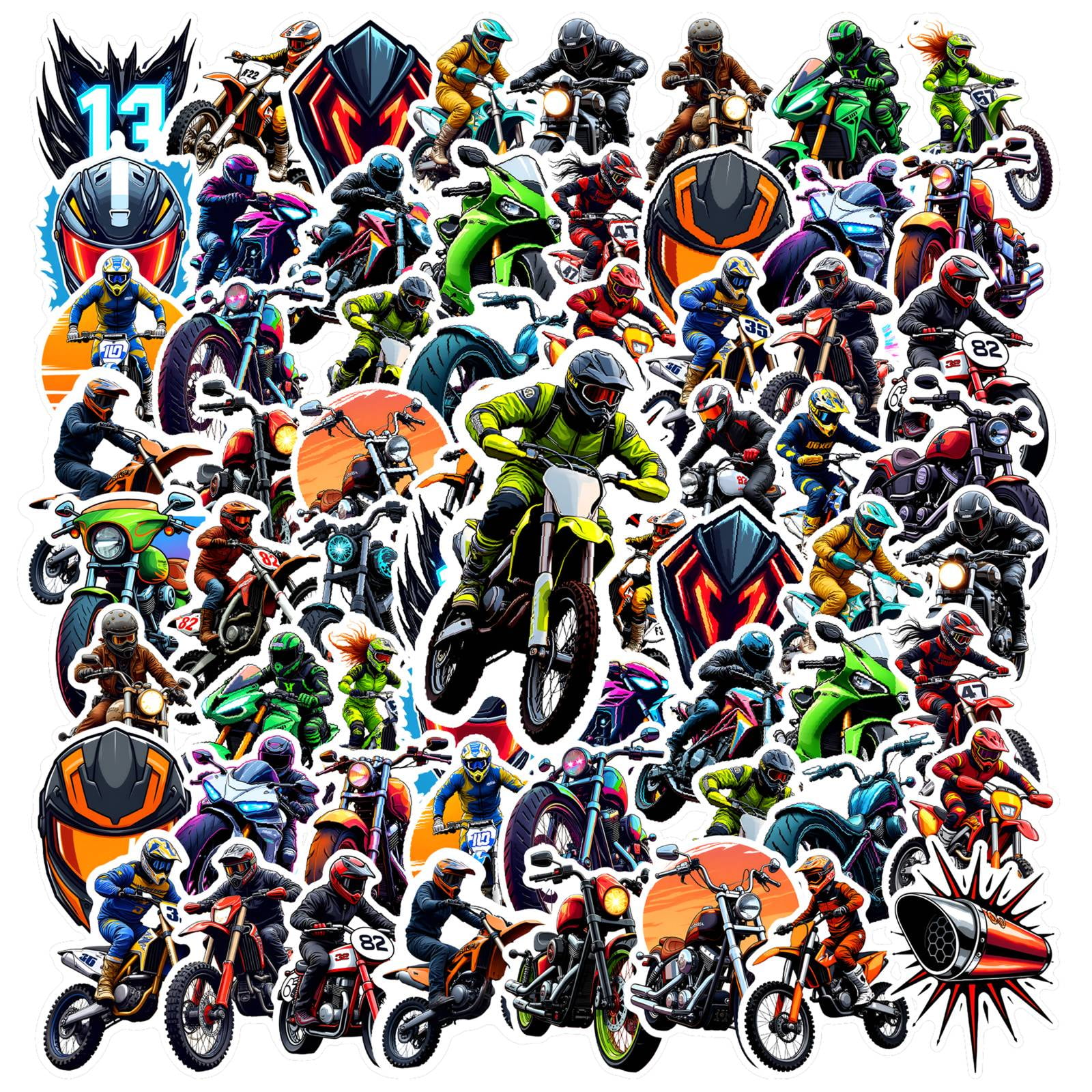35pcs-50pcs Colorful Motorcycle Stickers Racing Bike Stickers Cool ...