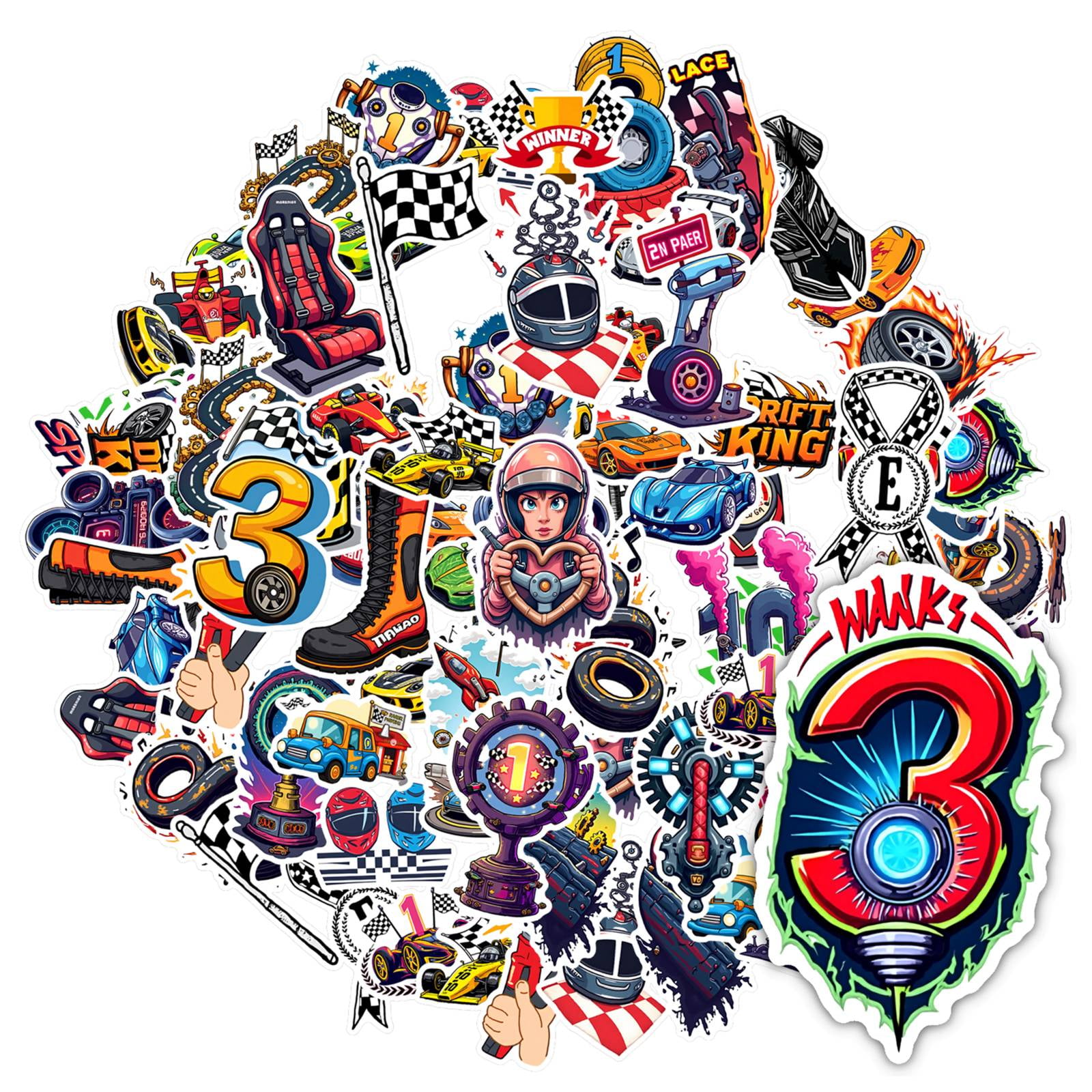 35pcs-50pcs Colorful Racing Stickers Cartoon Motorsport Stickers Trophy ...