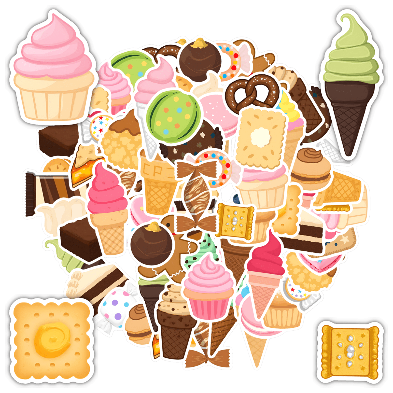 35pcs-50pcs Colorful Snack Stickers Sweet Treat Stationery Stickers ...