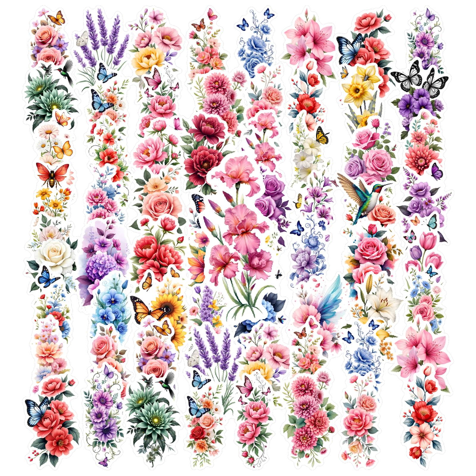 35pcs-50pcs Colorful Stationery Stickers Flower PVC Sticker Butterfly ...