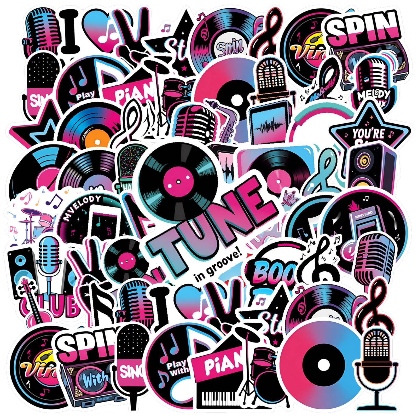 35pcs-50pcs Colorful Stationery Stickers Retro Music Stickers Cool ...