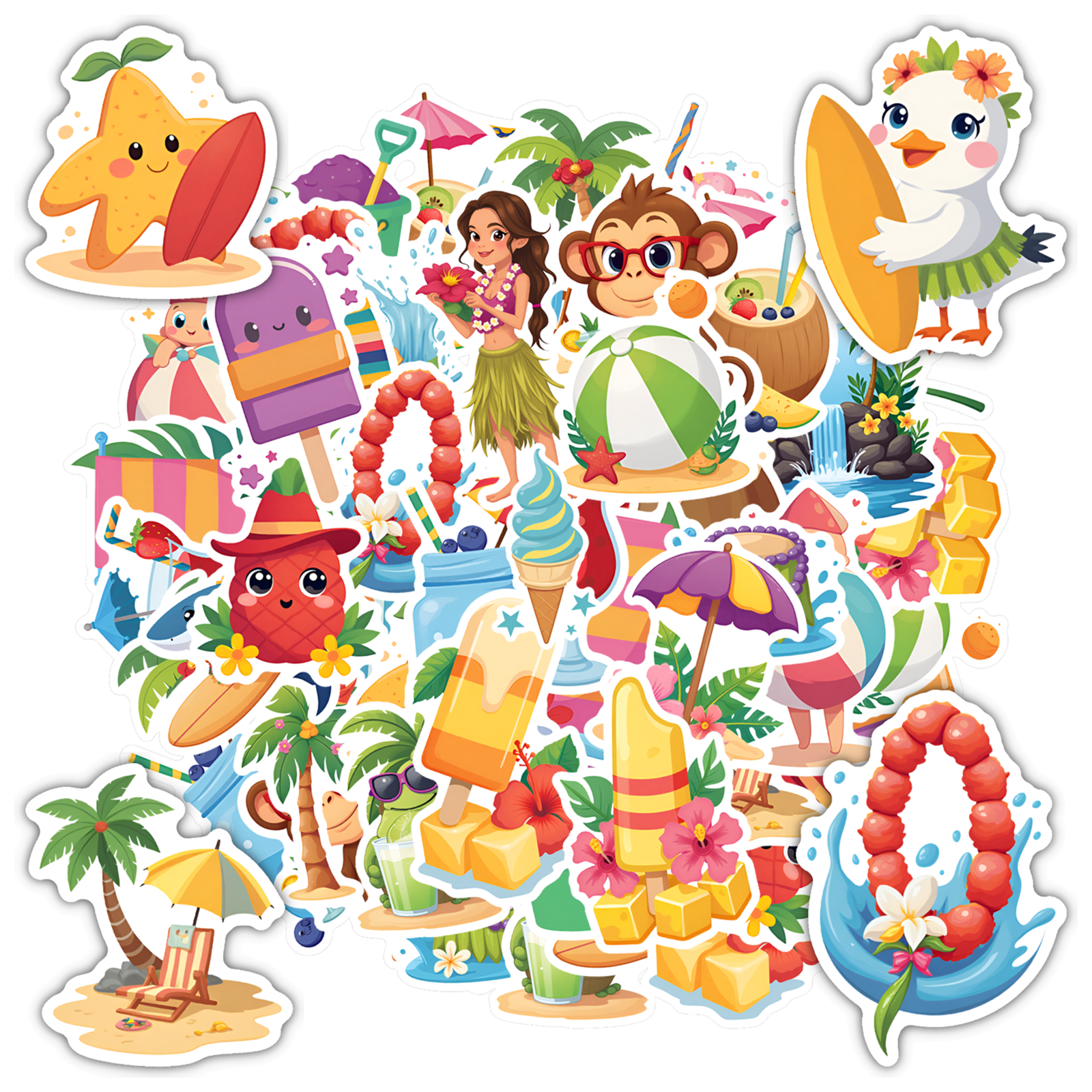 35pcs-50pcs Colorful Stationery Stickers Summer Teacher Reward Stickers ...