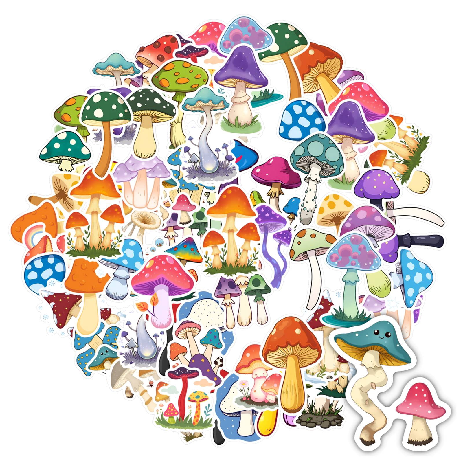 35pcs-50pcs Colorful Sticker Pack Mushroom Stationery Stickers Cute ...
