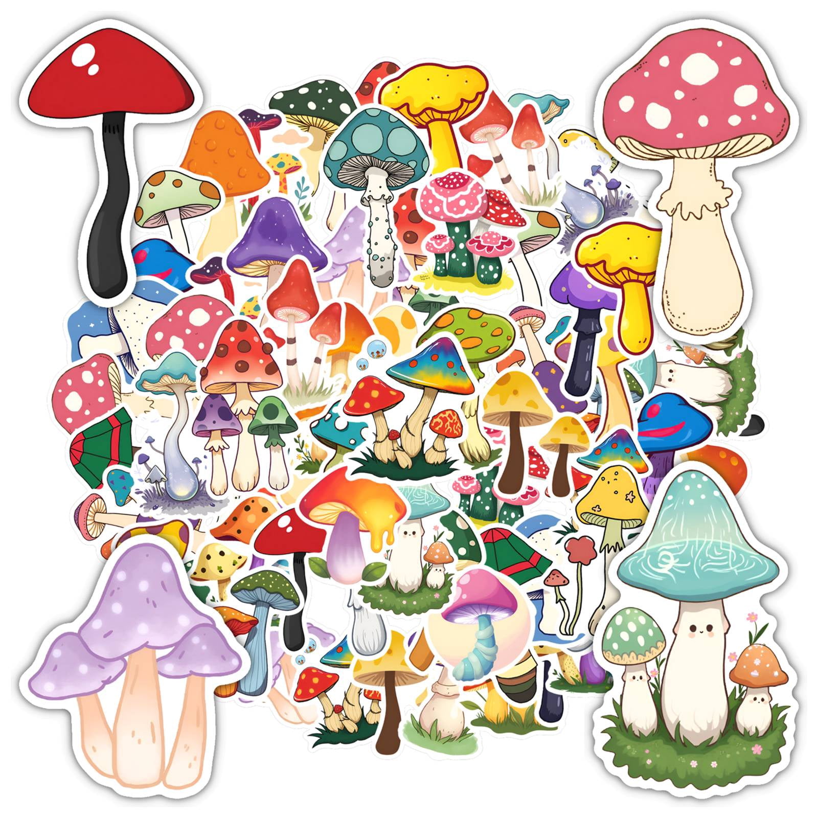 35pcs-50pcs Colorful Sticker Pack Mushroom Stationery Stickers Cute ...