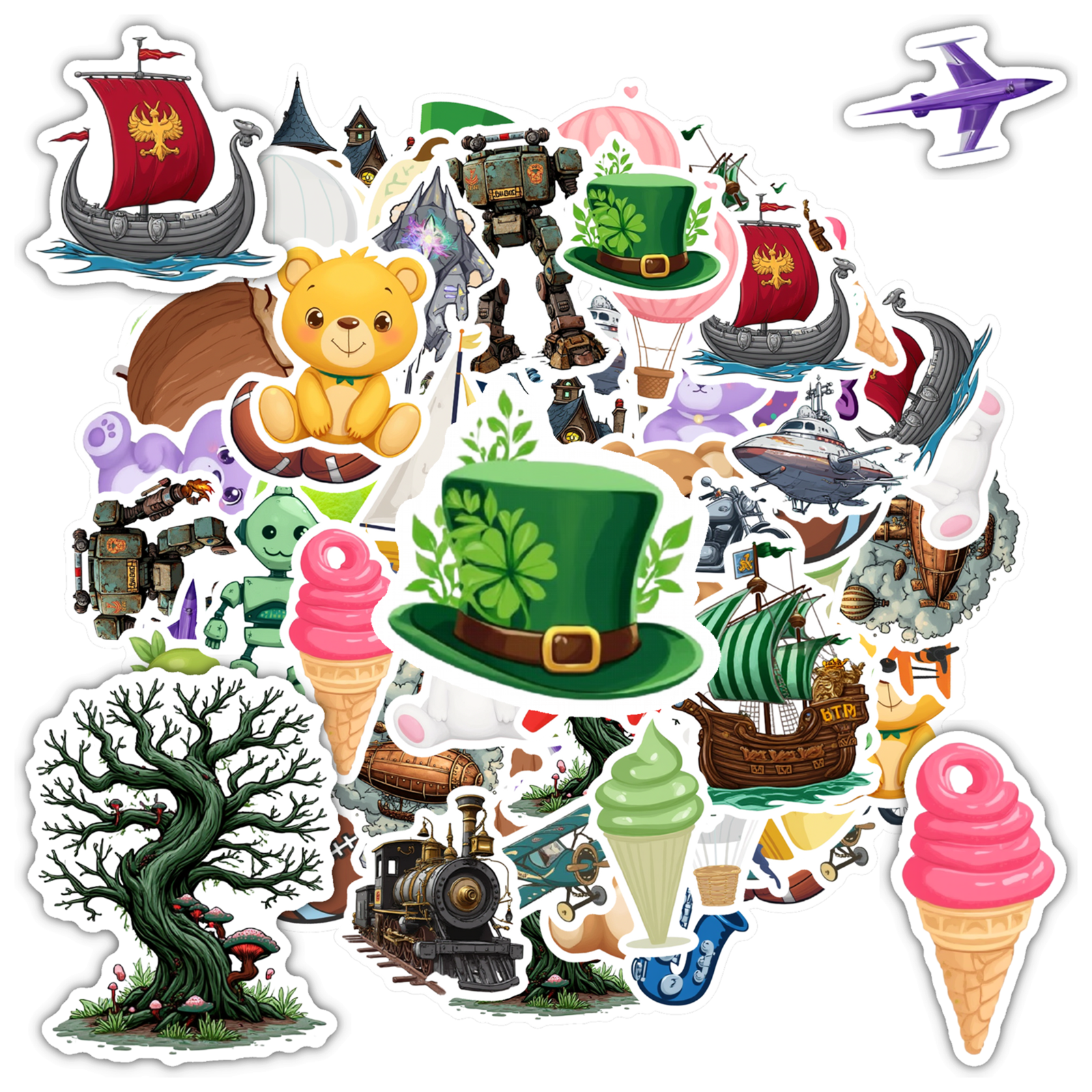 35pcs-50pcs Colorful Stickers Pack Robot Animal Stickers Fantasy Toy ...