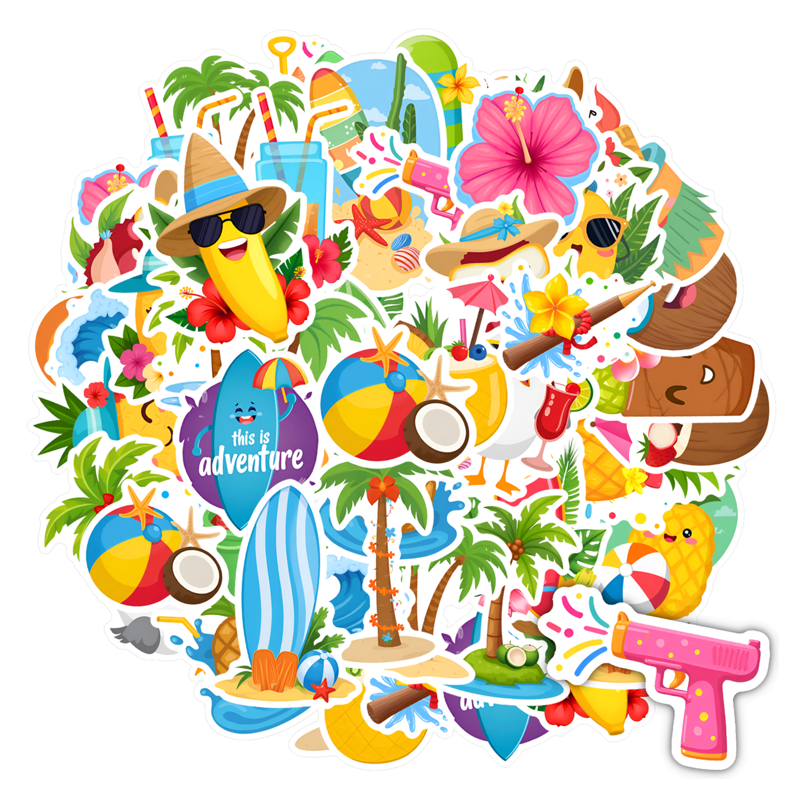 35pcs-50pcs Colorful Stickers Summer Stickers Tropical Stickers ...