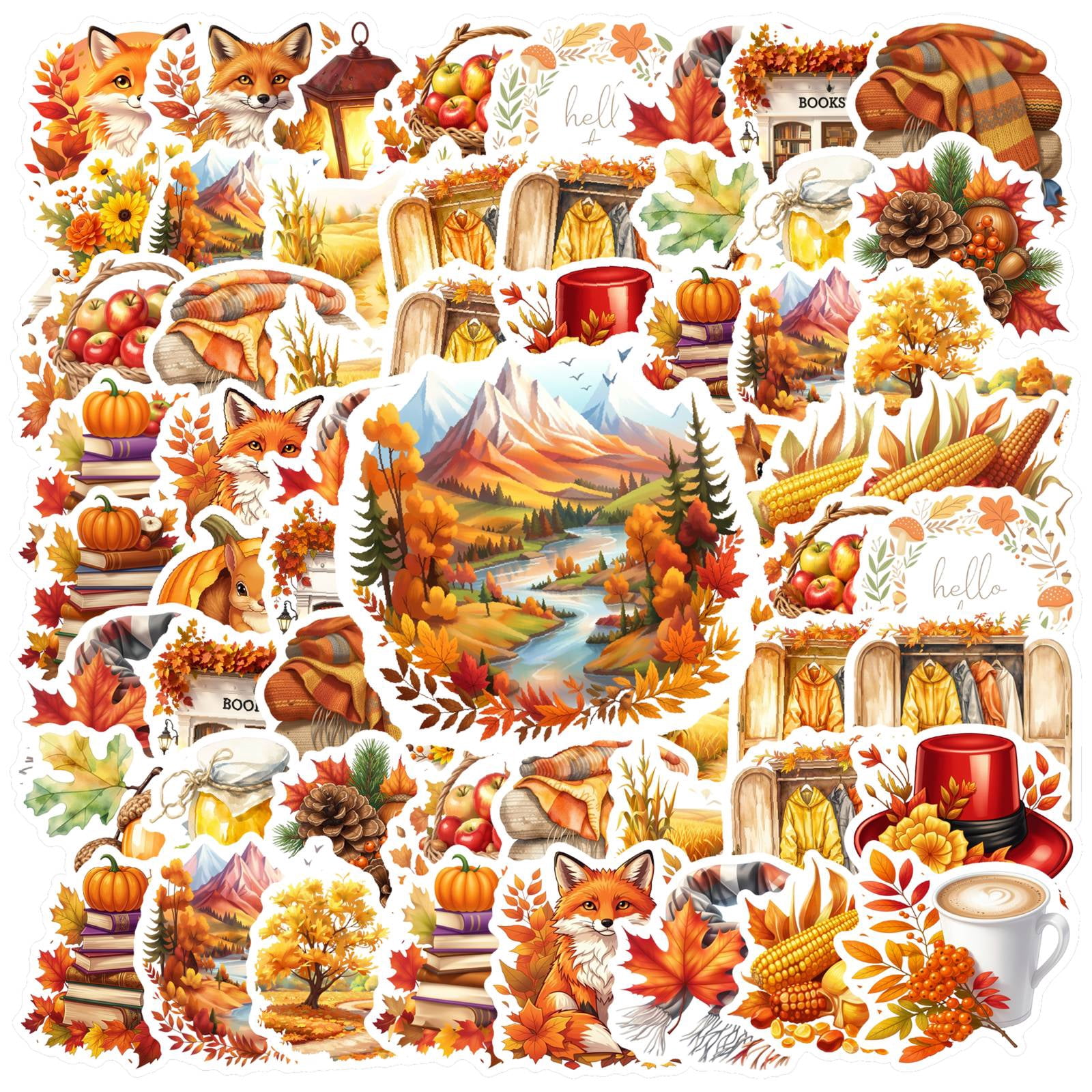 35pcs-50pcs Cozy Stickers Autumn Decor Stickers Harvest Decals Stickers ...