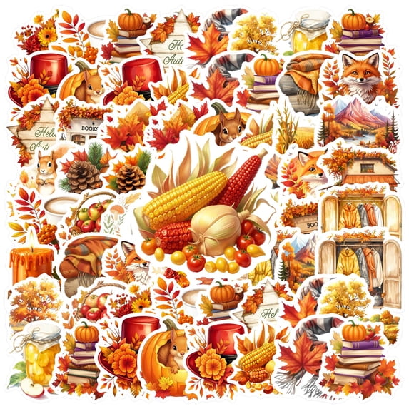35pcs-50pcs Cozy Stickers Autumn Decor Stickers Harvest Decals Stickers ...