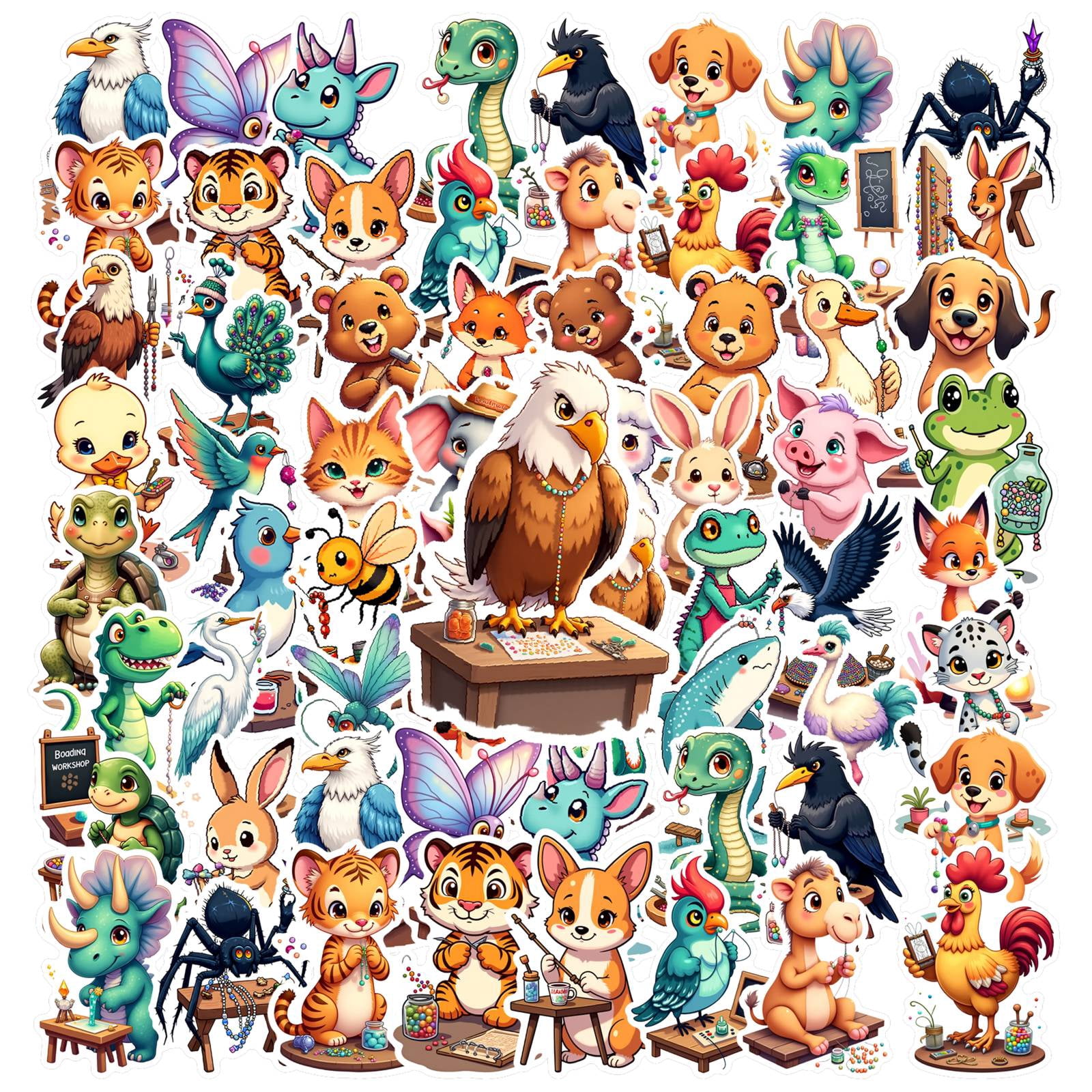 35pcs-50pcs Cute Animal Stickers Cartoon Kids Stickers PVC Children ...