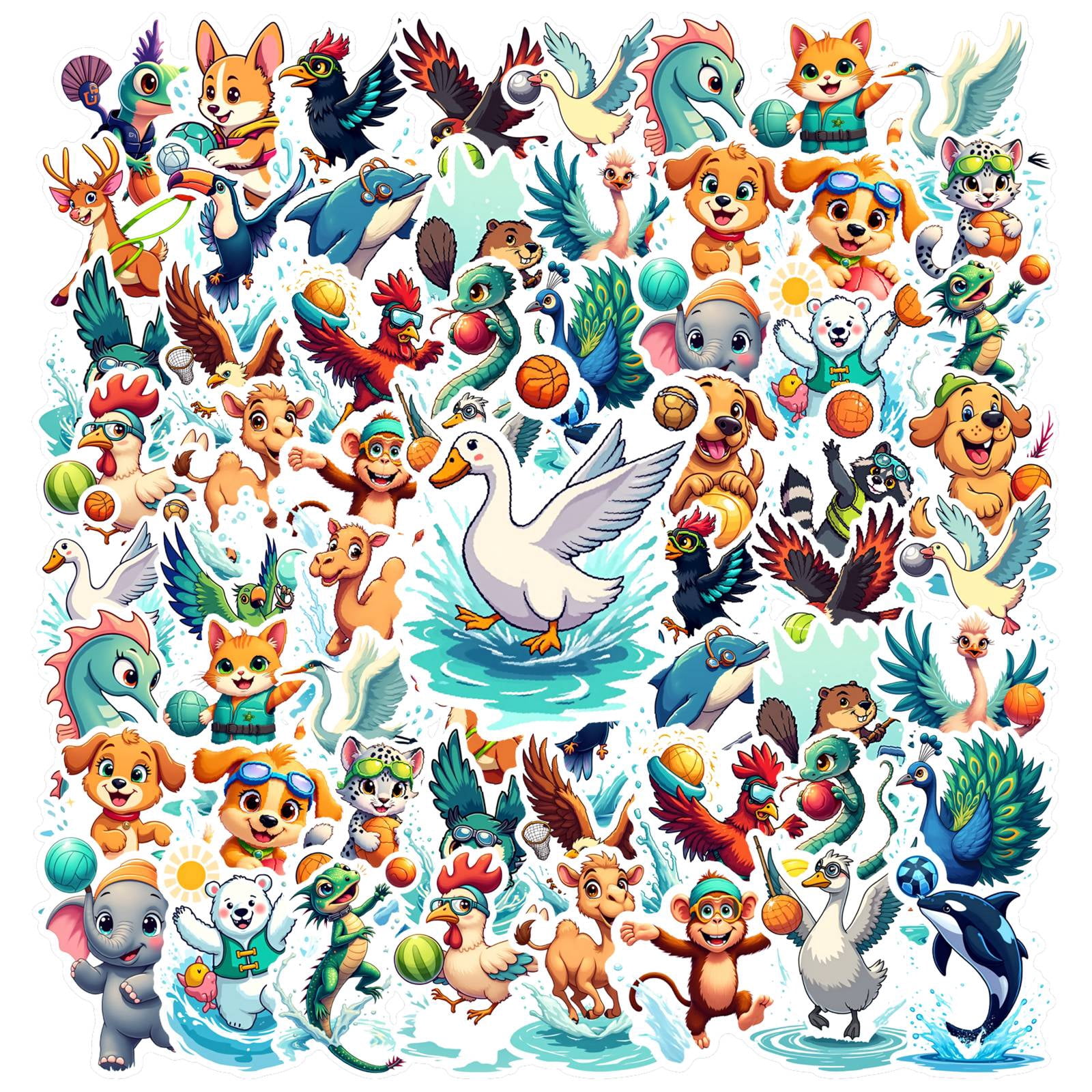 35pcs-50pcs Cute Animal Stickers Cartoon Kids Stickers Waterproof ...