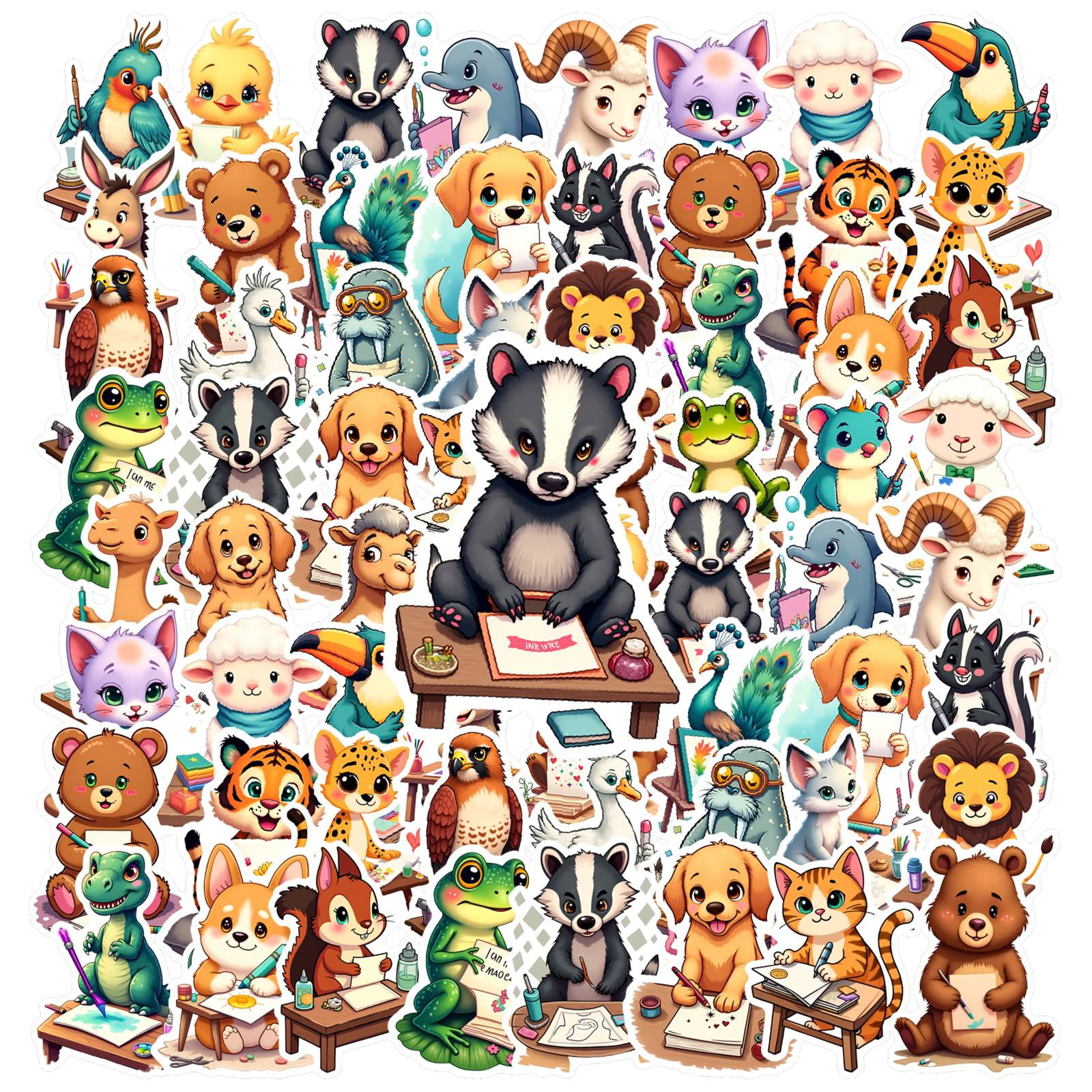 35pcs-50pcs Cute Animal Stickers Kids School Stickers Stationery ...