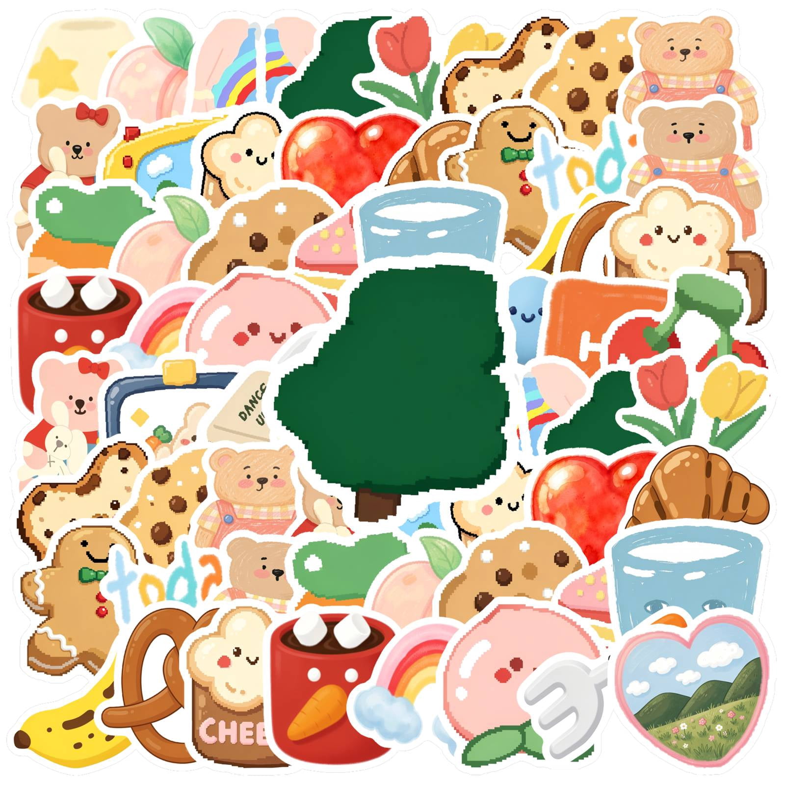 35pcs-50pcs Cute Bear Stickers Cartoon Fruit Stickers Deco Food ...