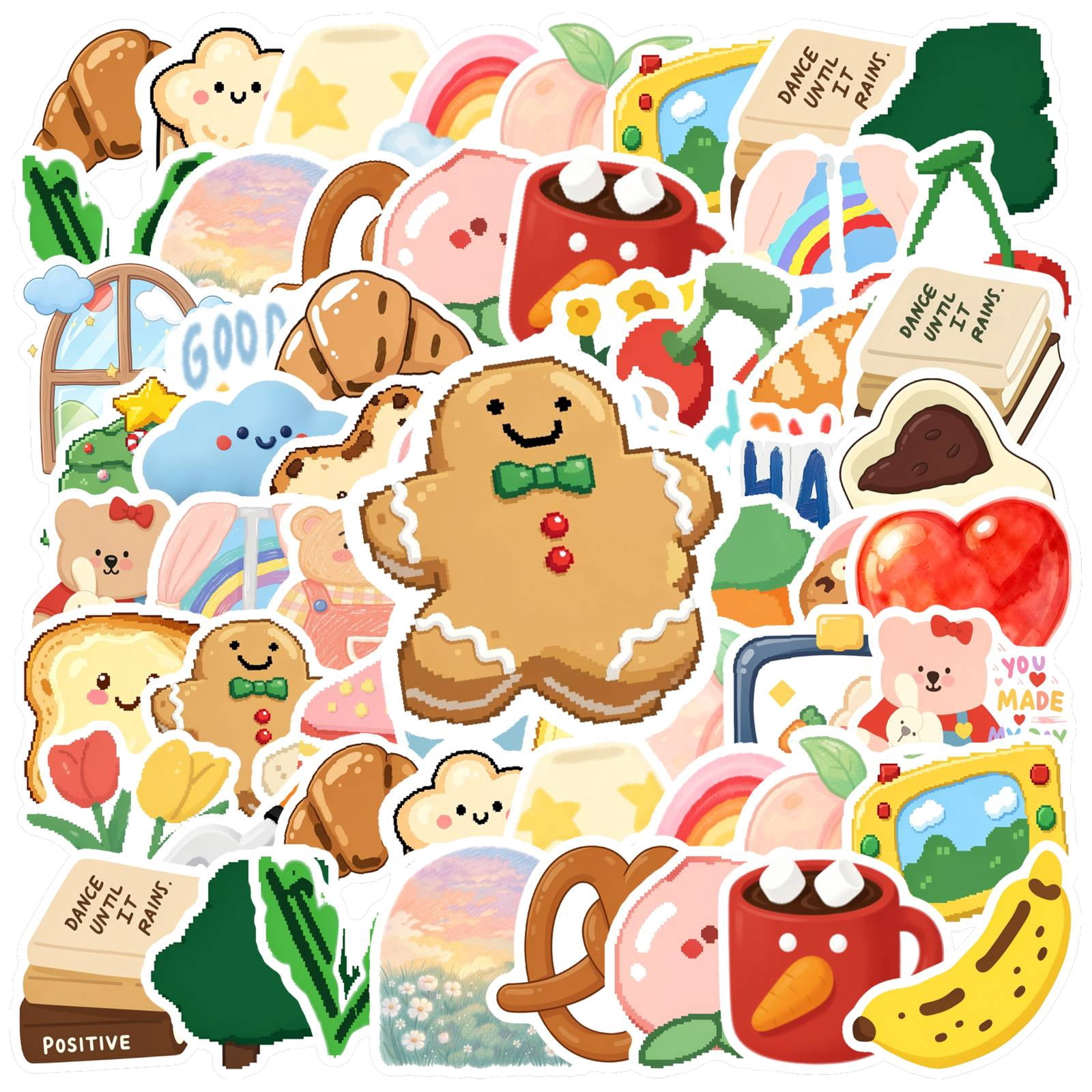 35pcs-50pcs Cute Bear Stickers Cartoon Fruit Stickers Deco Food ...